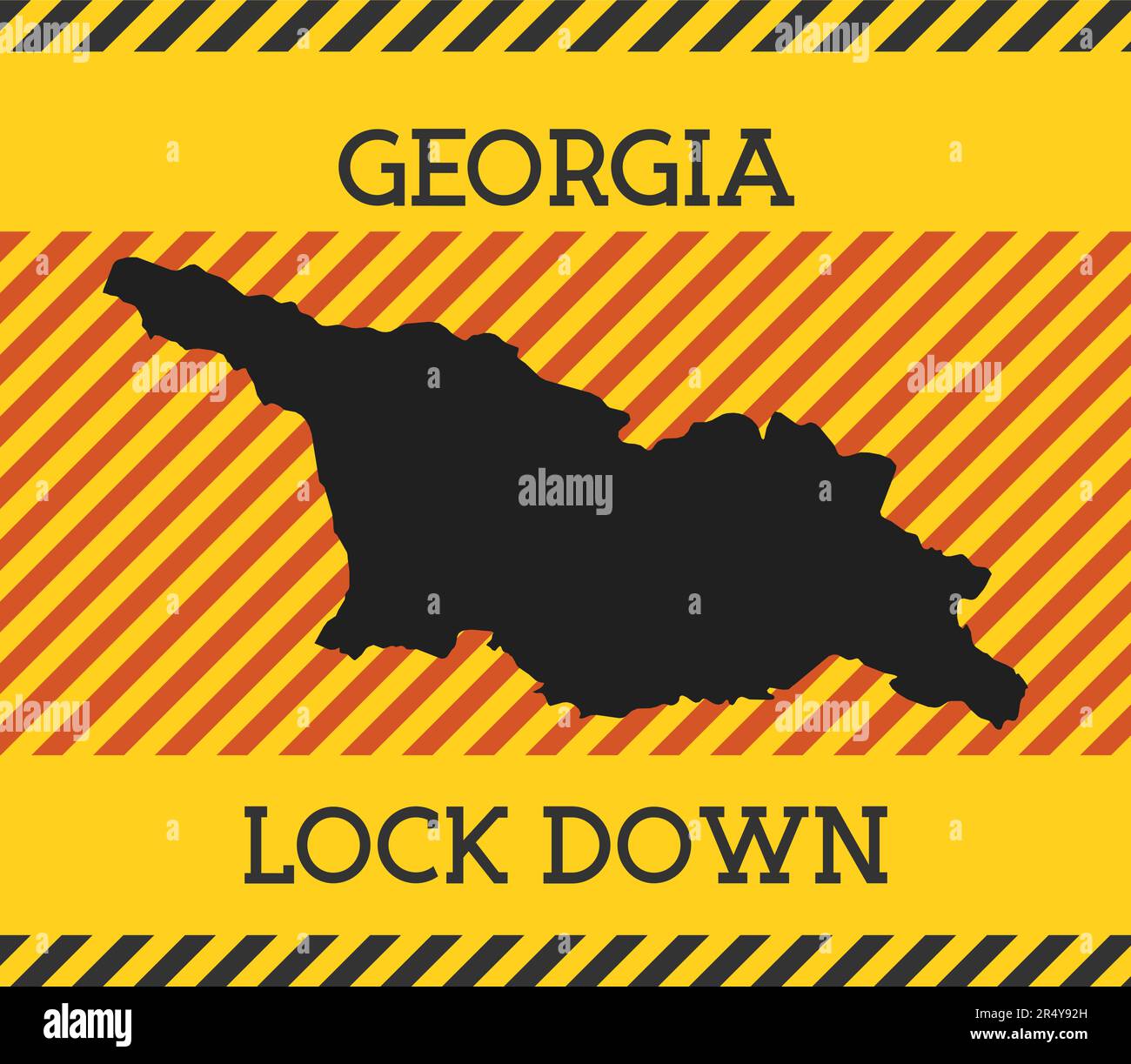 Georgia Lock Down Sign. Yellow country pandemic danger icon. Vector ...