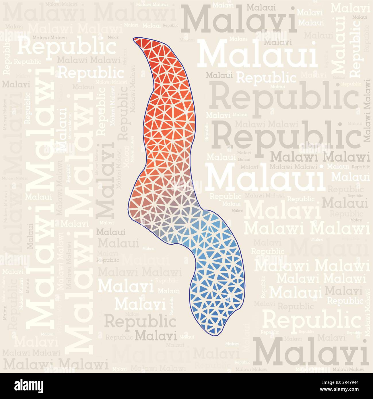 Malawi map design. Country names in different languages and map shape ...