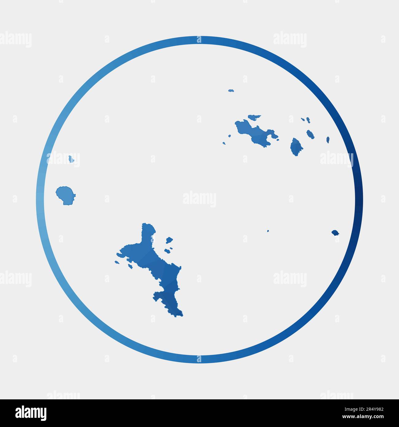 Seychelles icon. Polygonal map of the island in gradient ring. Round ...