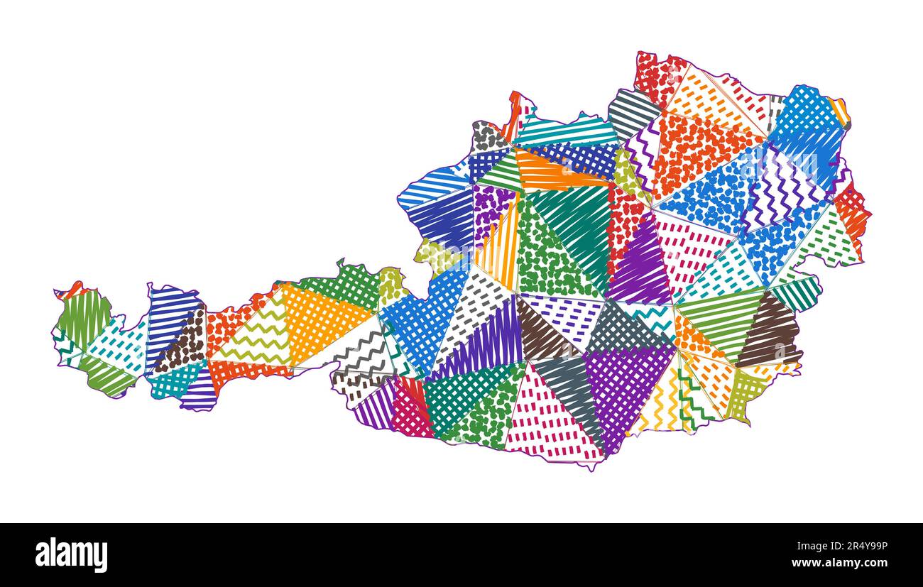 Kid style map of Austria. Hand drawn polygons in the shape of Austria ...