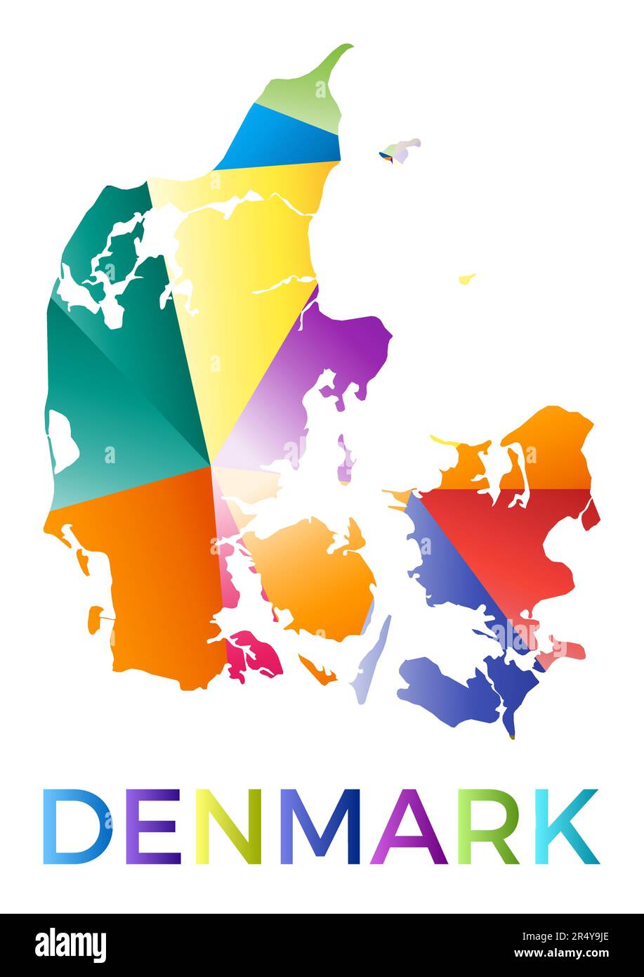 Bright colored Denmark shape. Multicolor geometric style country logo ...