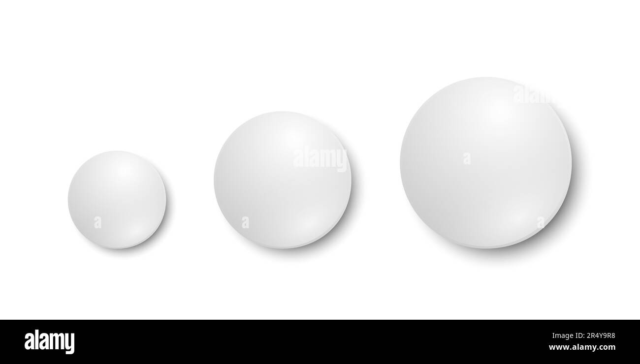 Vector 3d Realistic White Round Pharmaceutical Medical Pill Icon Set ...