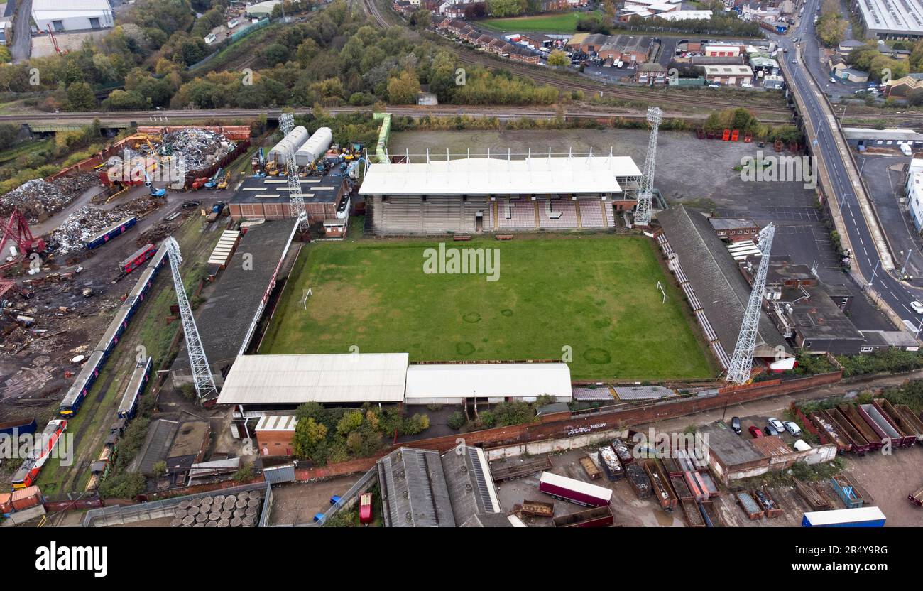 Aerial view of Millmoor, former home of Rotherham United FC Stock Photo ...