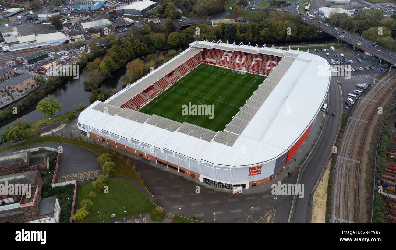 Aerial view of the AESSEAL New York Stadium, current home of Rotherham ...