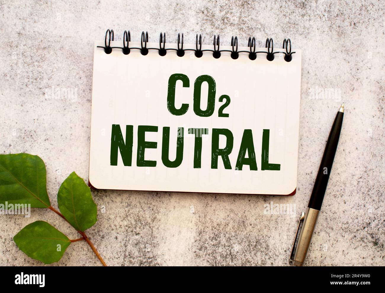 Label with text: CO2 Neutral Stock Photo - Alamy