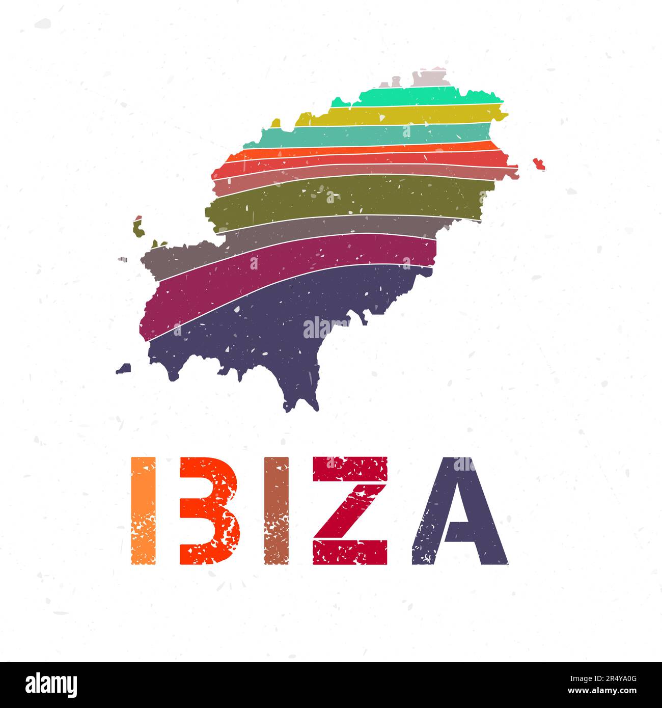 Ibiza map design. Shape of the island with beautiful geometric waves ...