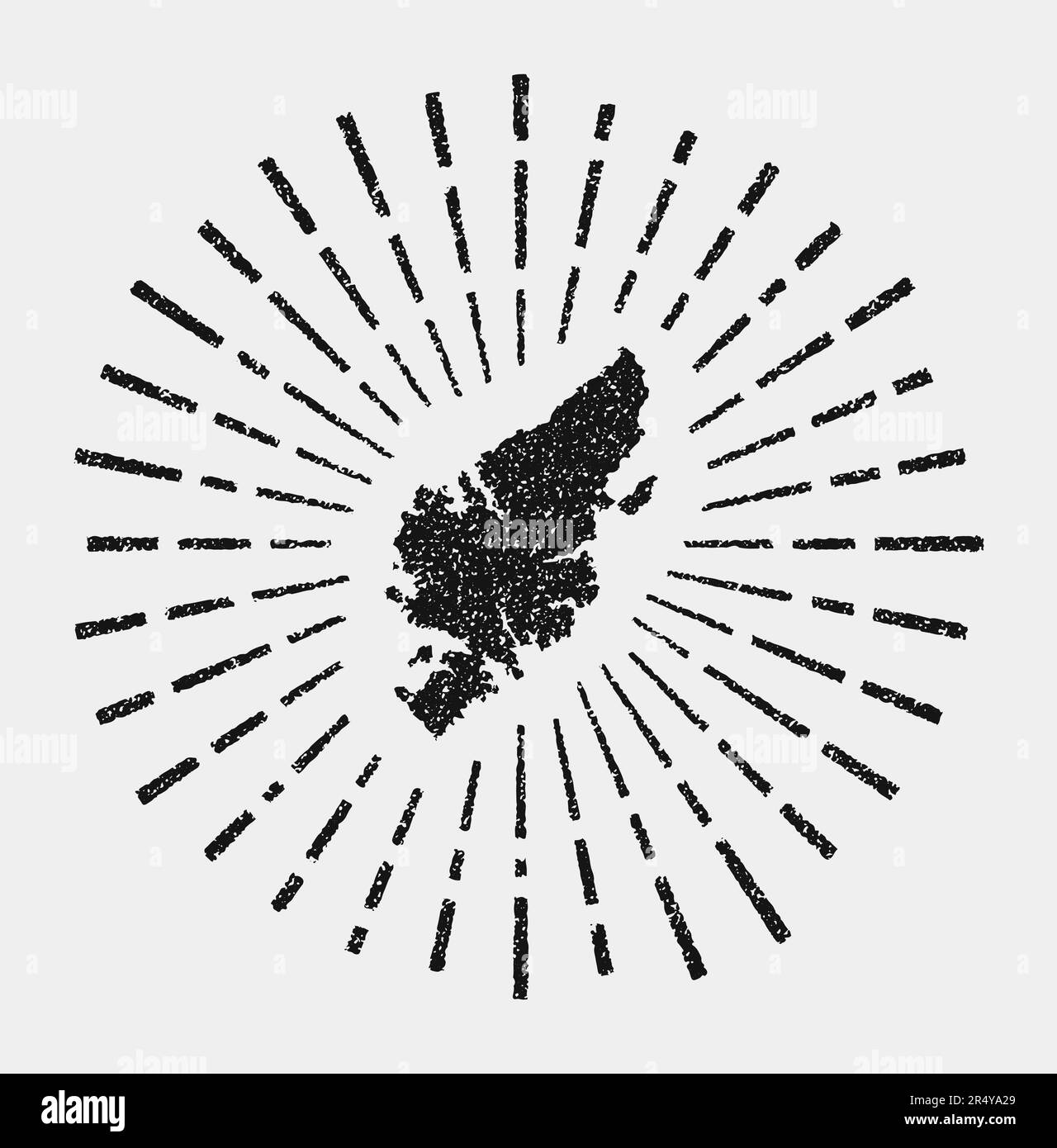 Vintage map of Lewis and Harris. Grunge sunburst around the island ...