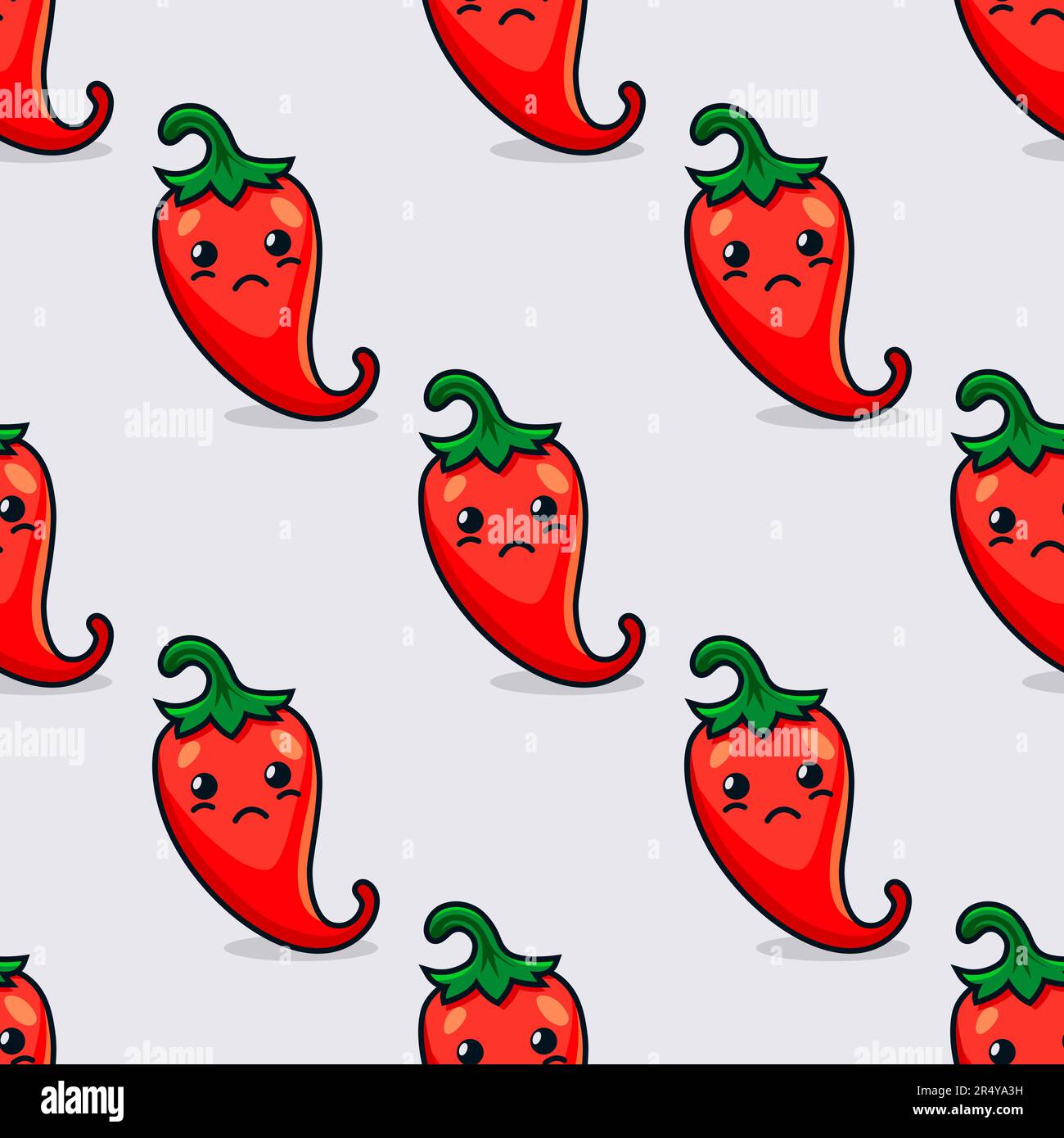 Vector Seamless Pattern with Cartoon Cute and Funny Scares Red Hot ...