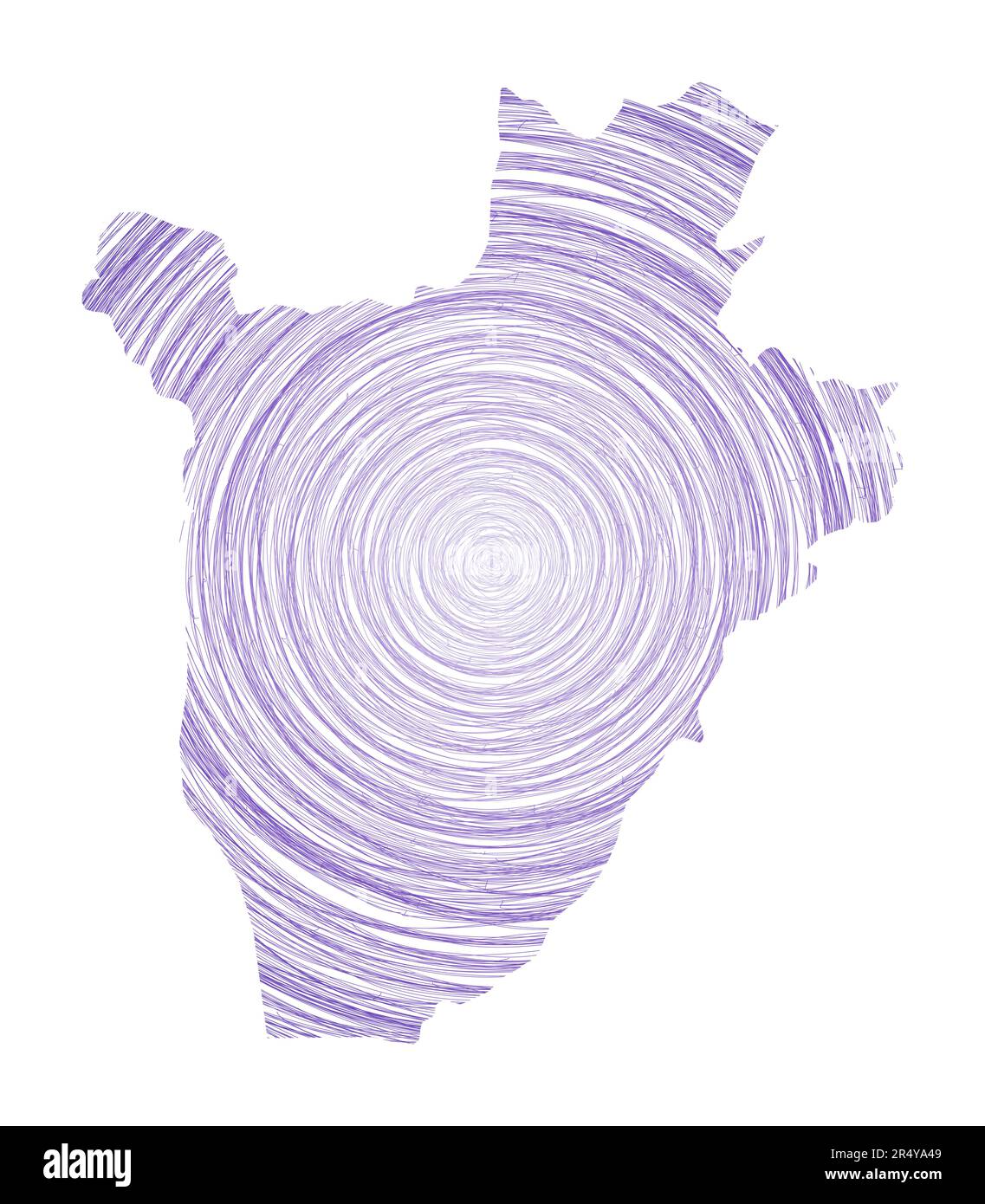 Burundi map filled with concentric circles. Sketch style circles in the ...
