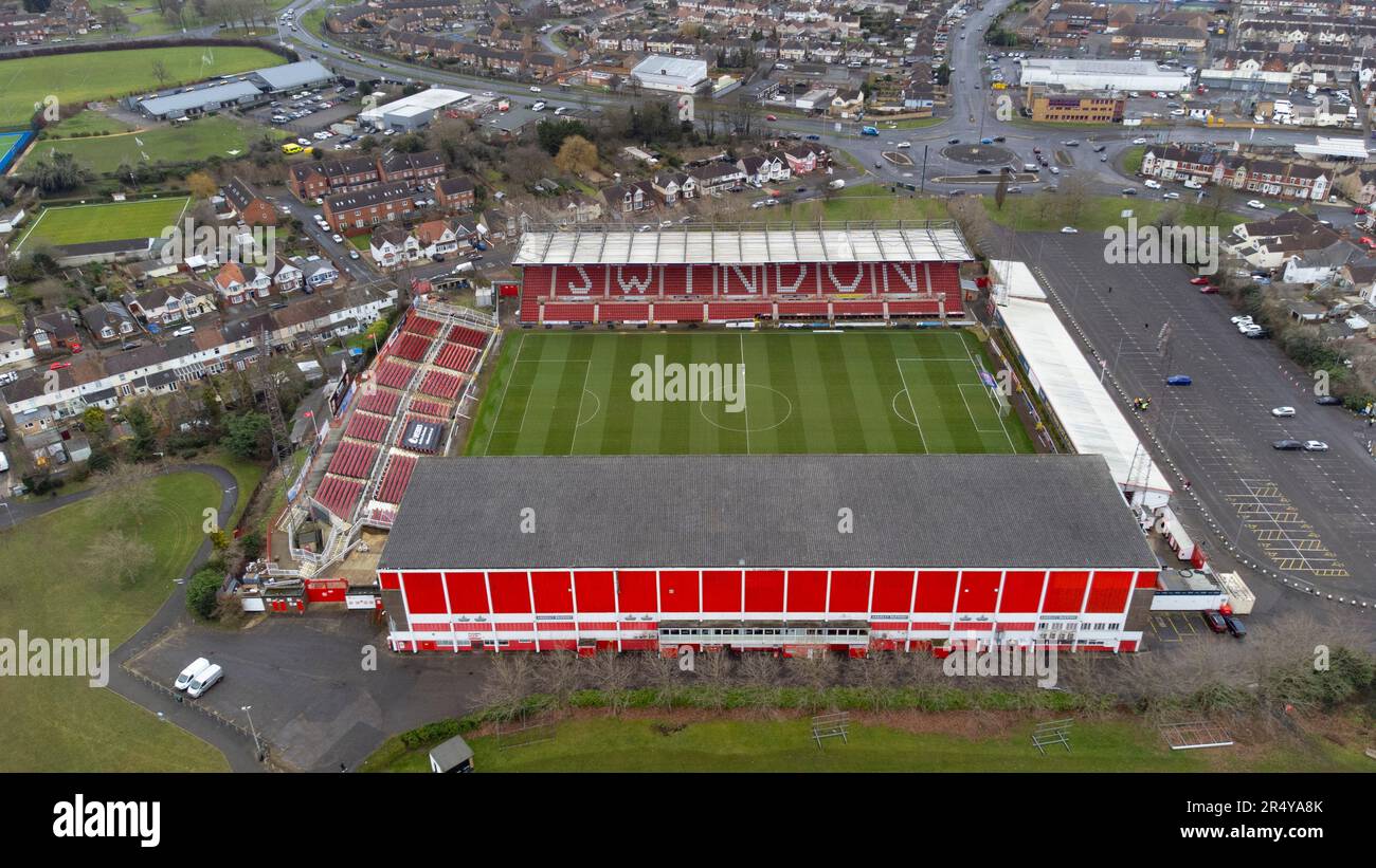 Aerial view of the County Ground, home of Swindon Town FC Stock Photo ...