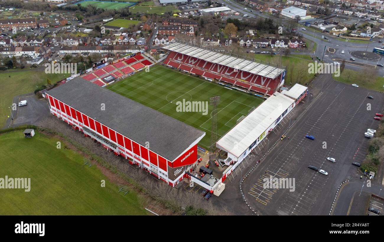 Aerial view of the County Ground, home of Swindon Town FC Stock Photo ...