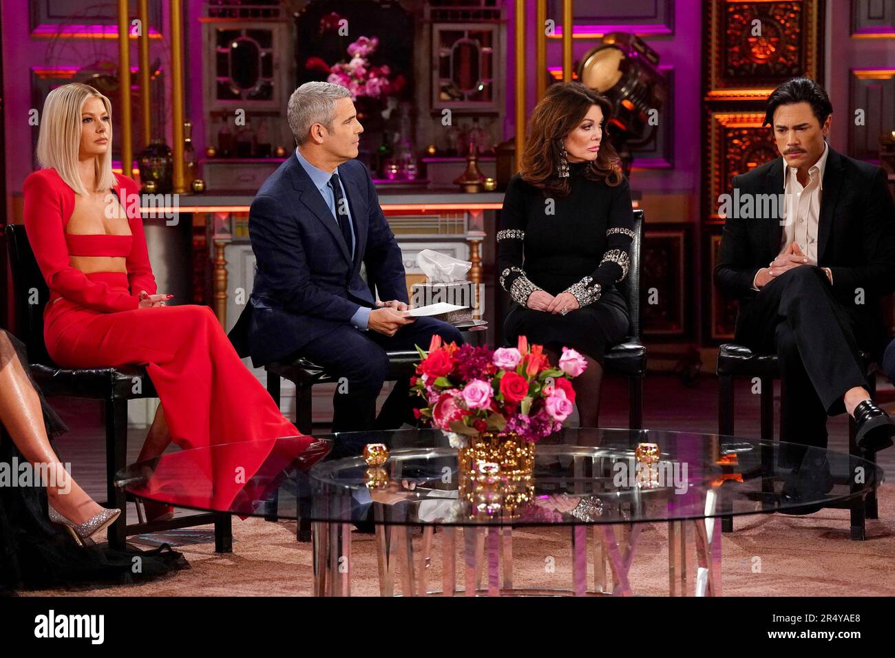 VANDERPUMP RULES, from left: Ariana Madix, host Andy Cohen, Lisa ...