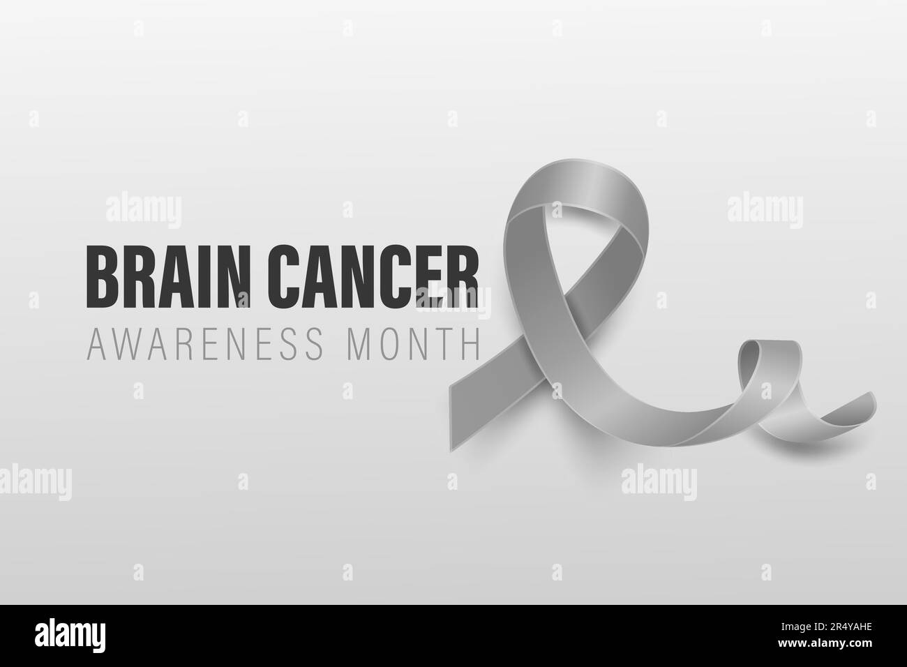 Brain Cancer Banner, Card, Placard with Vector 3d Realistic Grey Ribbon ...