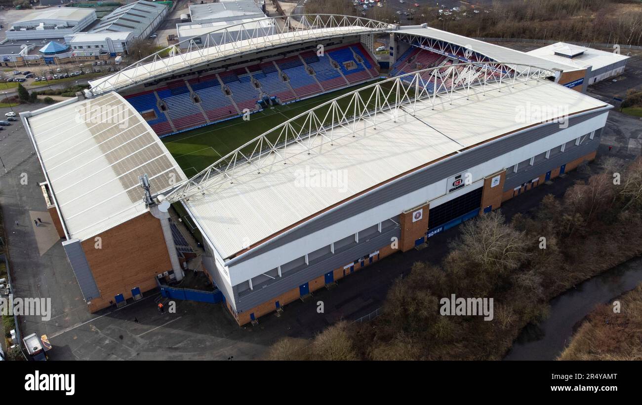 Aerial view of the DW Stadium, home of Wigan Athletic FC. Previously ...