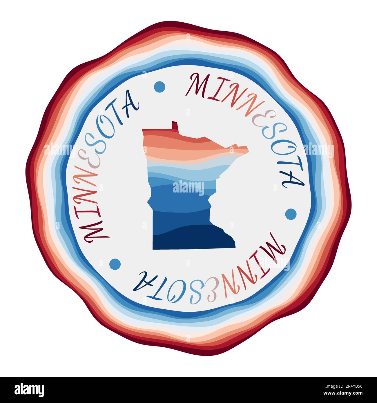 Minnesota badge. Map of the us state with beautiful geometric waves and ...