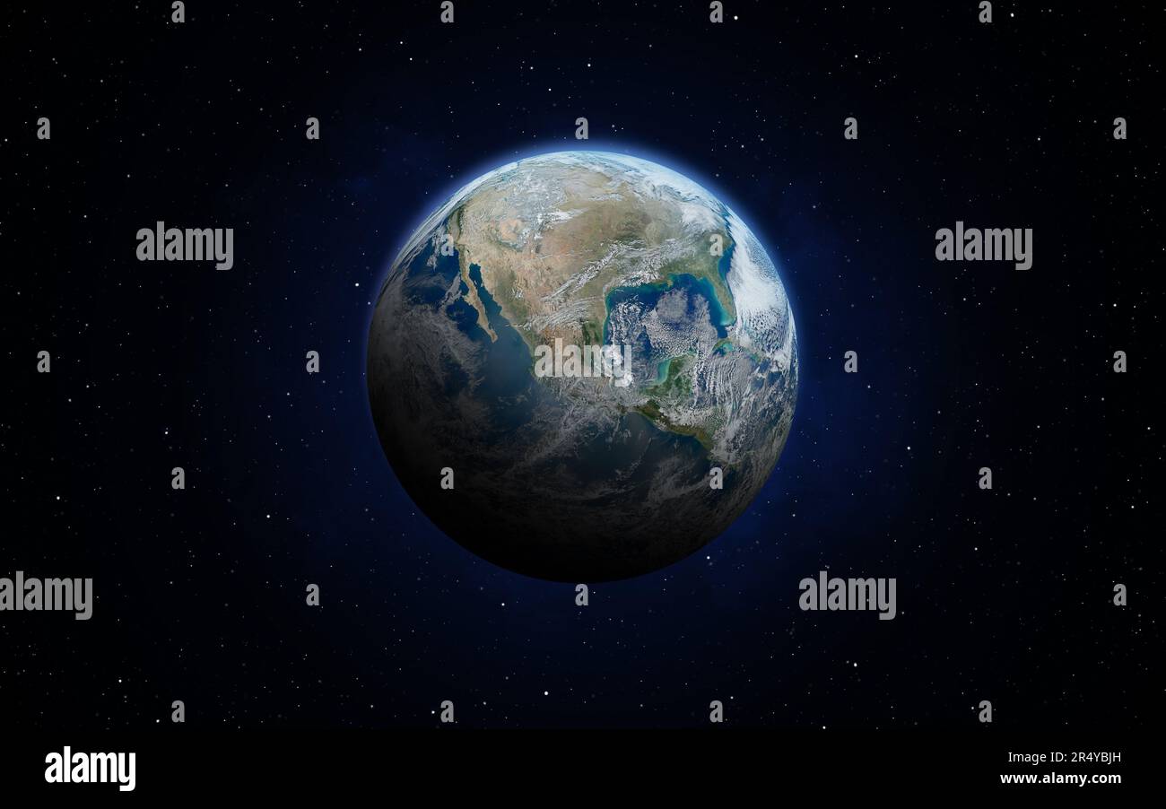 Planet Earth in field of stars of Solar System in Space. This image ...