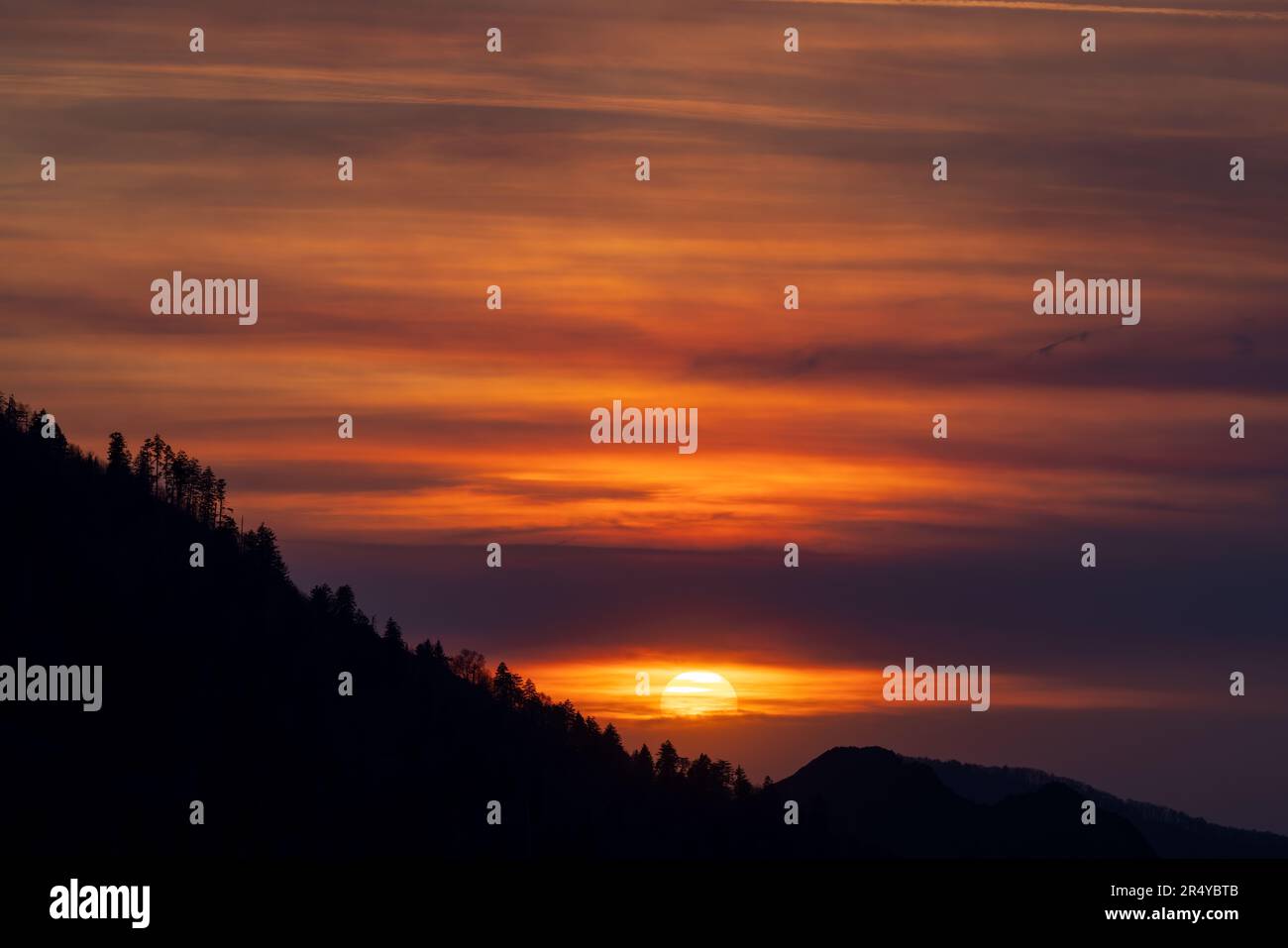 Dramatic sunset from Ben Morton Overlook, Great Smoky Mountains ...