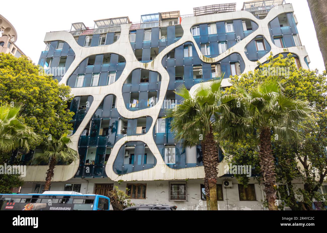 Futuristic, arte moderne, art nouveau building on Rustaveli street ...
