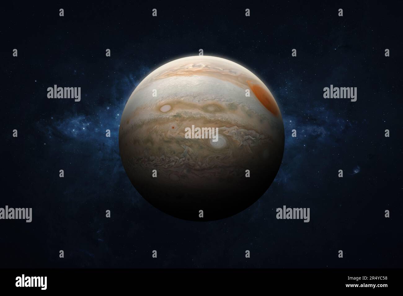 Jupiter, galaxy and stars. View of Jupiter - planet gas-giant of the ...