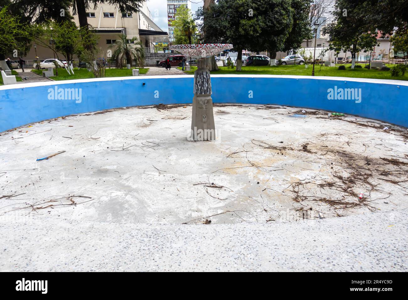 Soviet mosaic in Batumi. Fountain in the yard of republic Hospital ...