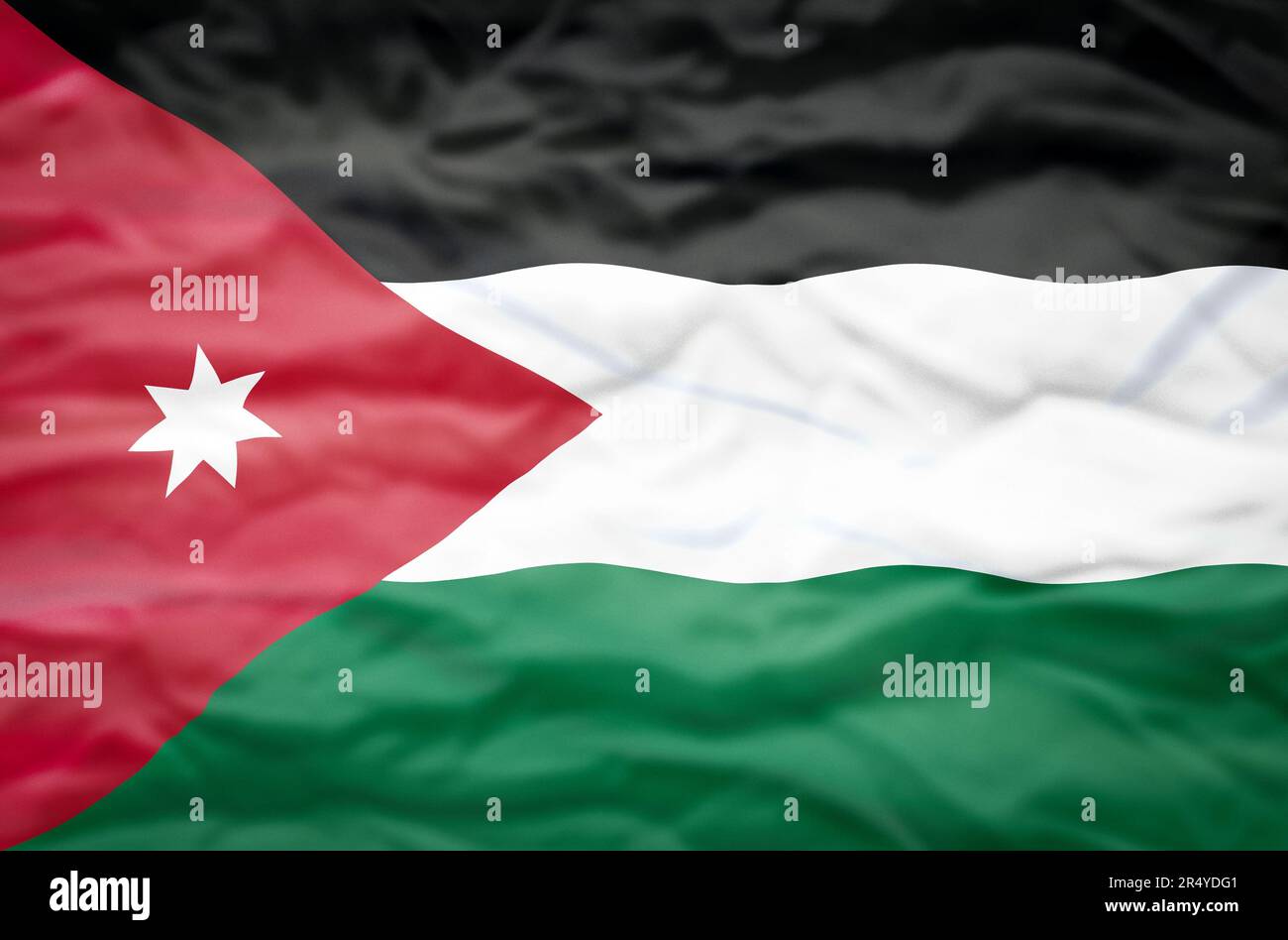 Jordan flag on a wavy background. Wavy flag of Jordan fills the frame ...