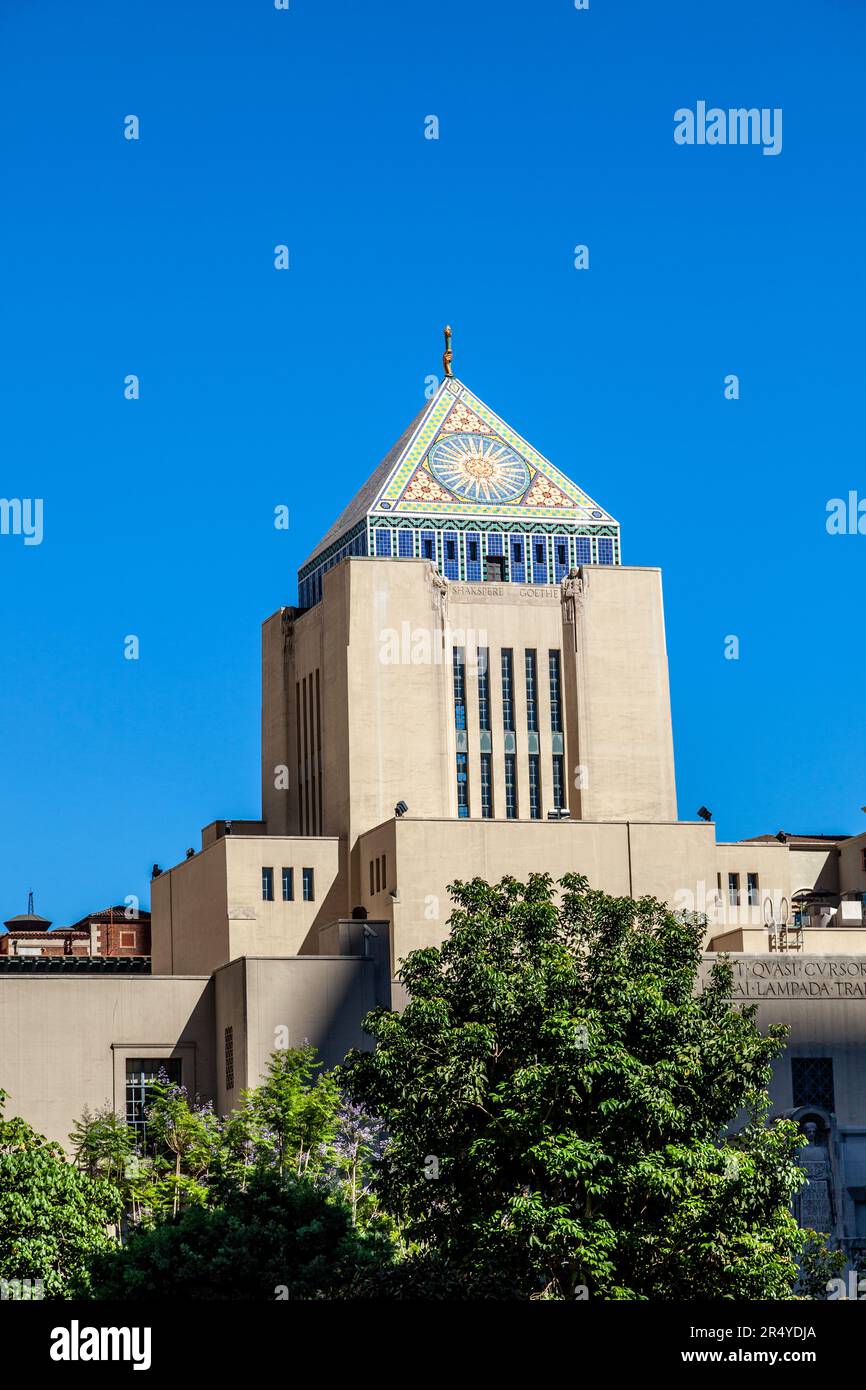 perspective of historic public library in Los Angeles, California, USA ...