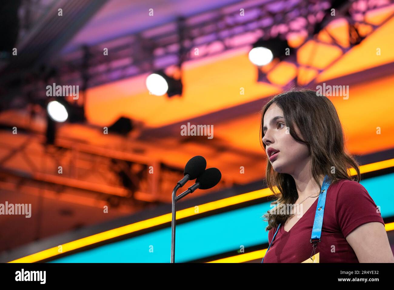 Charlotte Walsh, 14, from Arlington, Va., competes during the Scripps ...