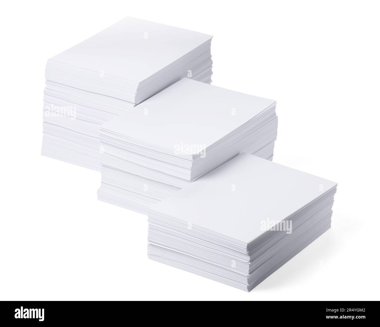 Stacks of paper sheets on white background Stock Photo - Alamy