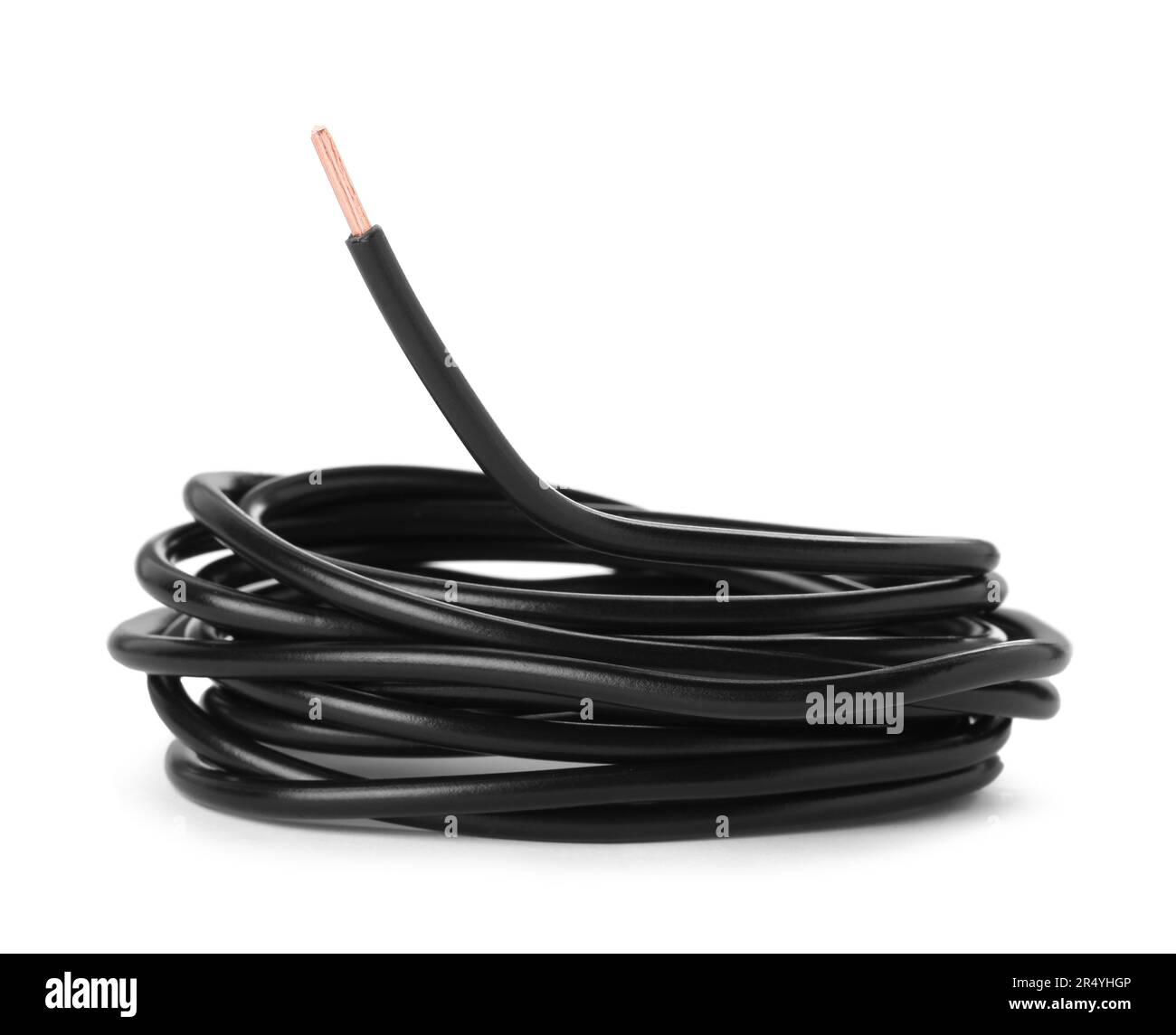 One new electrical wire isolated on white Stock Photo - Alamy