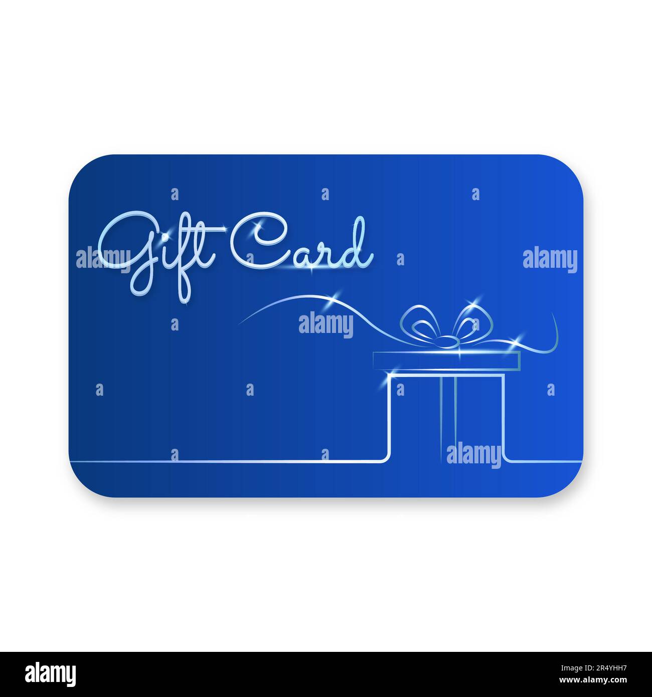 Gift voucher design. Blue card with present illustration Stock Photo ...