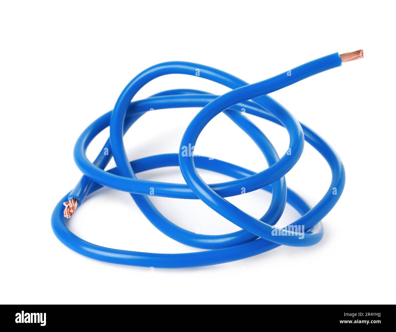 One new electrical wire isolated on white Stock Photo - Alamy