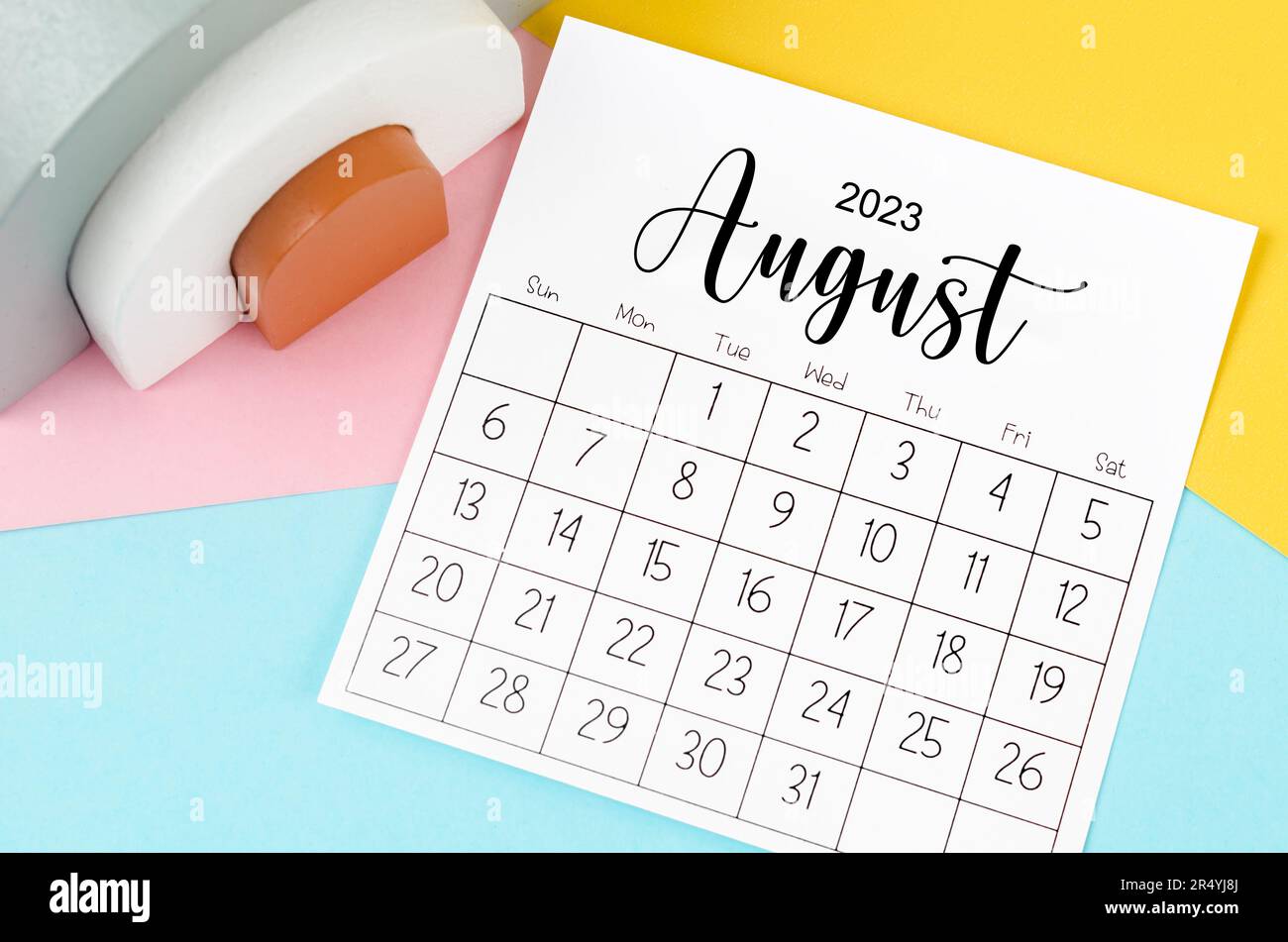 August 2023 Monthly calendar for 2023 year on beautiful background ...