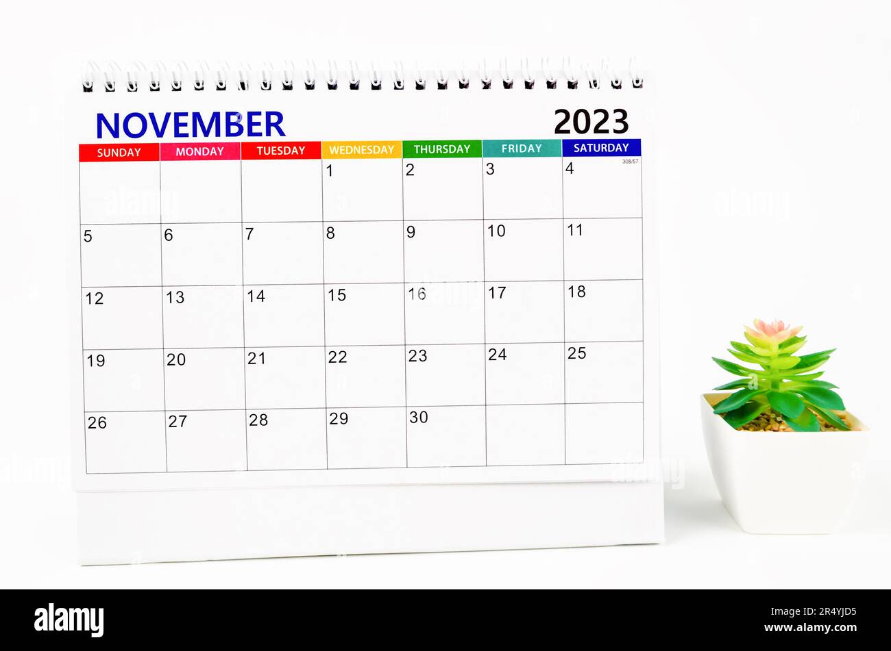 November 2023 Monthly desk calendar for 2023 year with plant pot ...