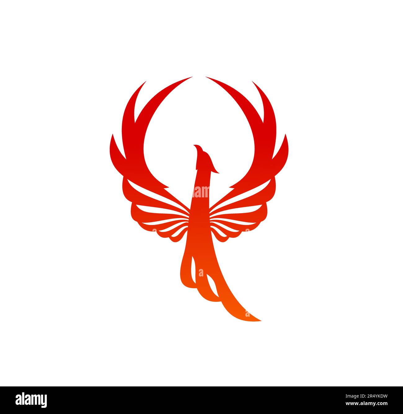 Phoenix bird with fire flames vector silhouette. Burning firebird ...
