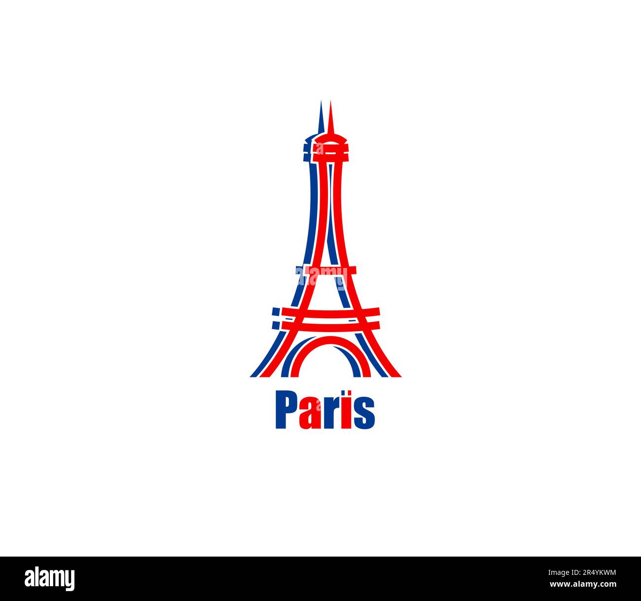 Paris Eiffel Tower icon with french travel landmark vector silhouette ...