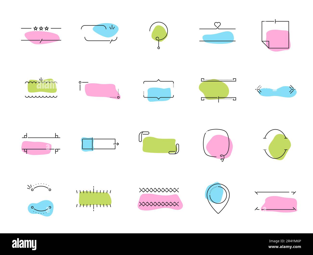 Simple line frames and borders, linear note banners with vector outline ...