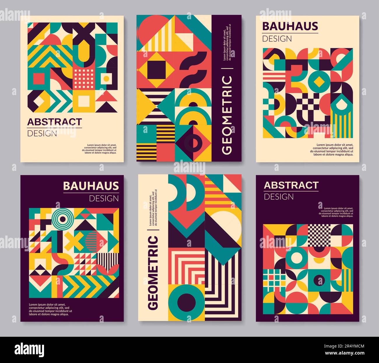 Geometric Bauhaus posters and abstract patterns. Artwork modernism ...