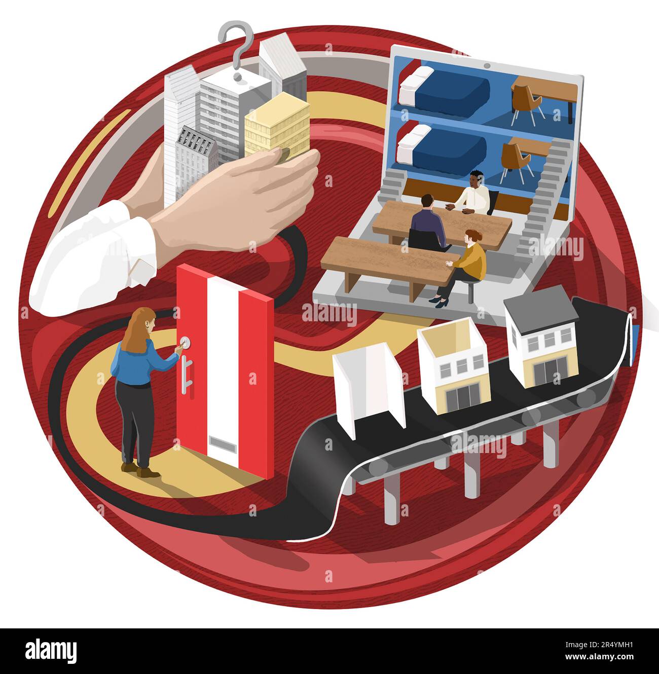 Conceptual illustration showing various housing related imagery within ...