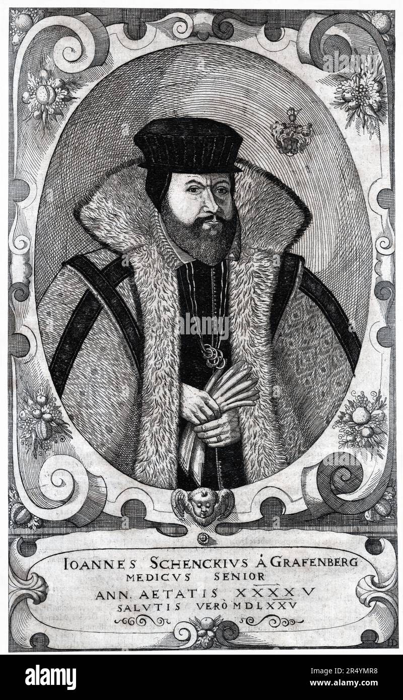 German physician Johannes Schenck von Grafenberg. Illustration, Germany ...