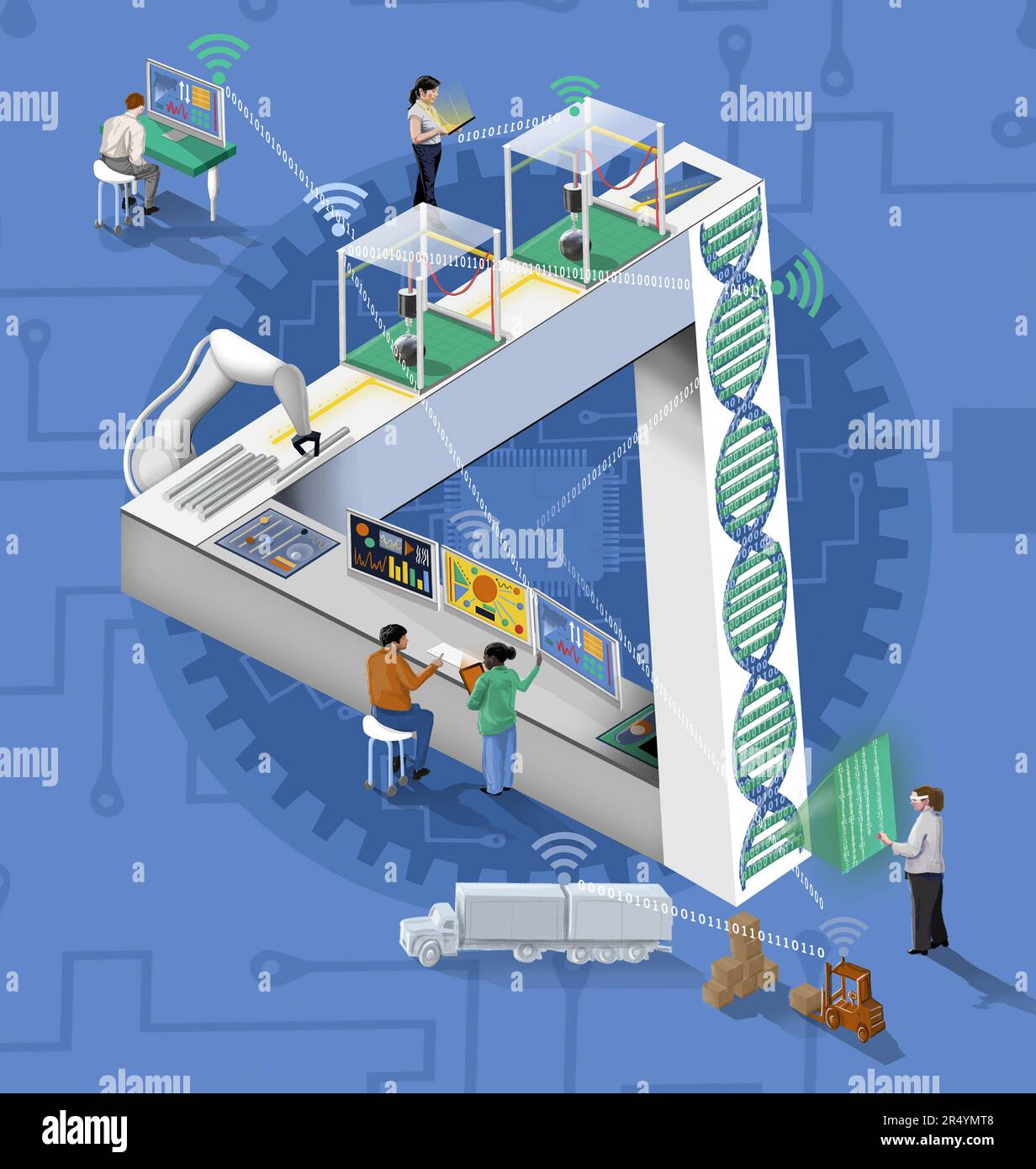 Conceptual illustration showing a smart factory Stock Photo - Alamy