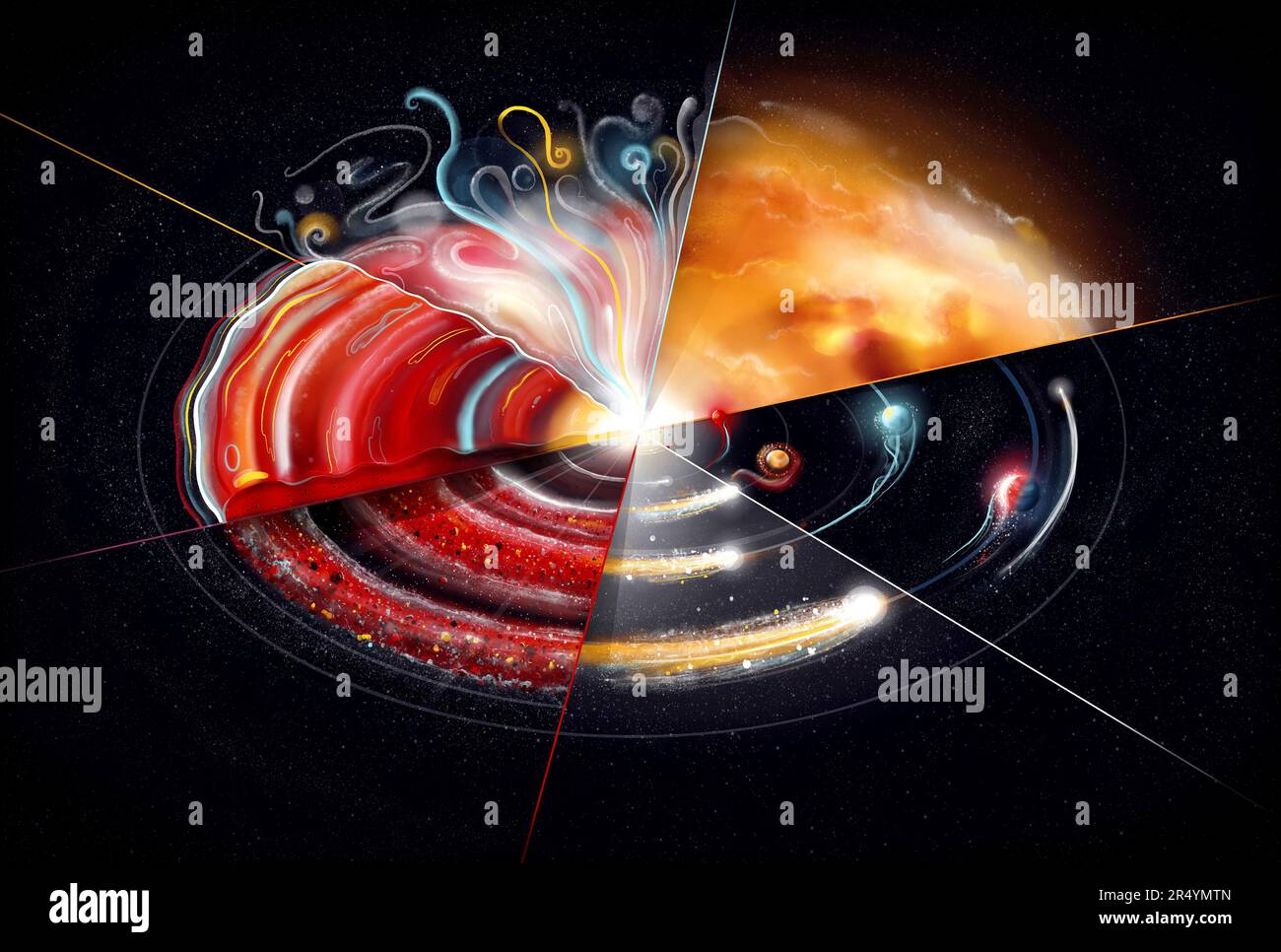 Conceptual illustration showing the stages in the formation of the ...