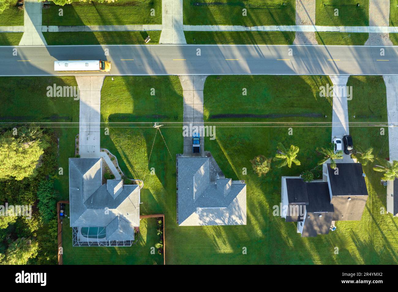 Aerial view of american small town in Florida with private homes ...