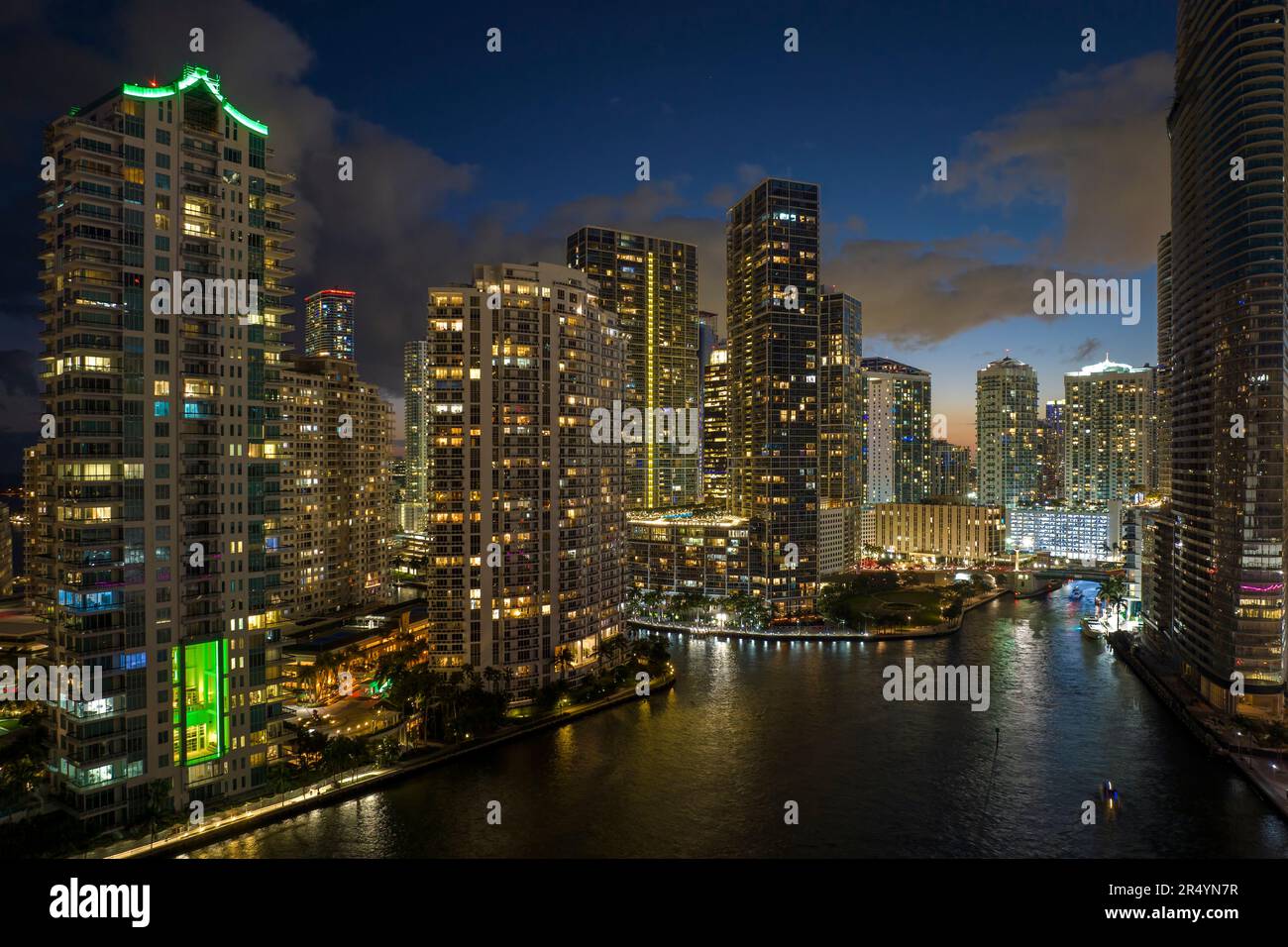 Aerial view of downtown district of of Miami Brickell in Florida, USA ...