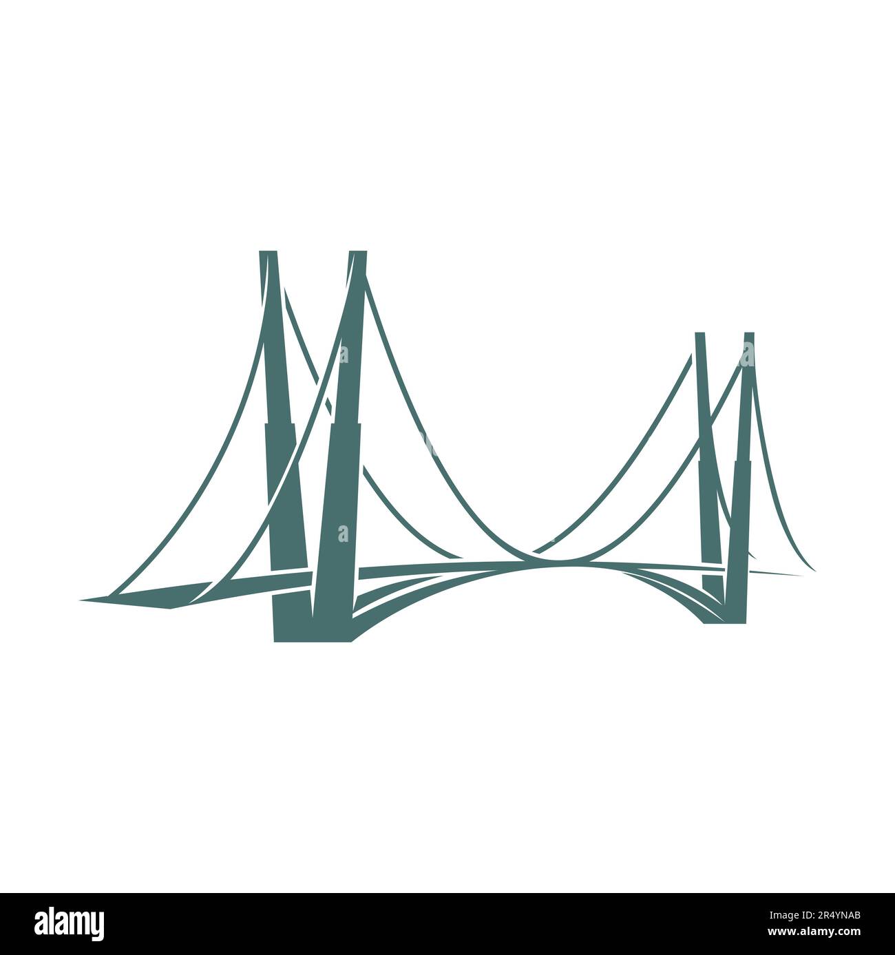 City suspension bridge graphic icon or symbol. Metropolis travel ...