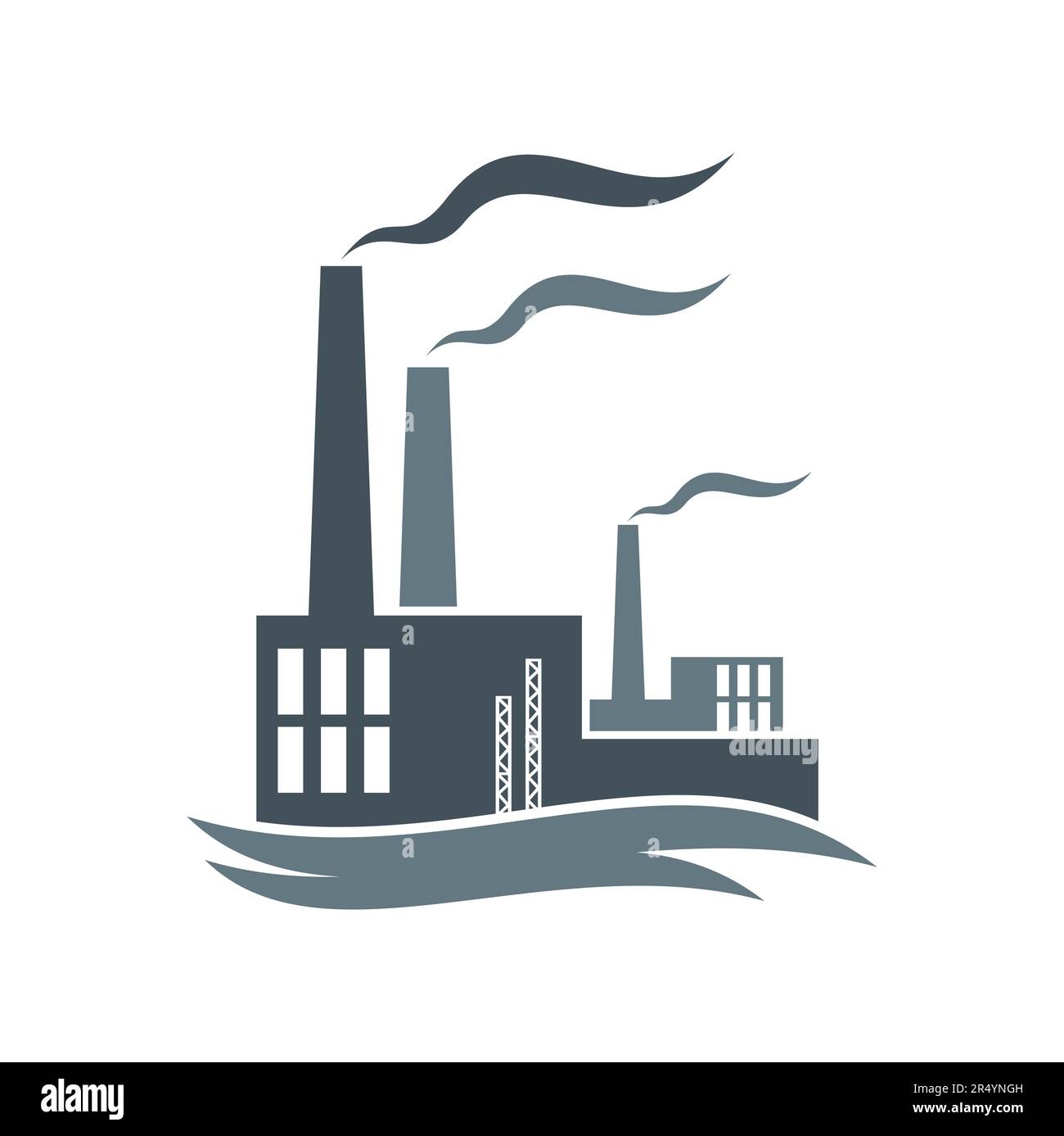Factory, industrial plant or power station icon. Vector building of ...