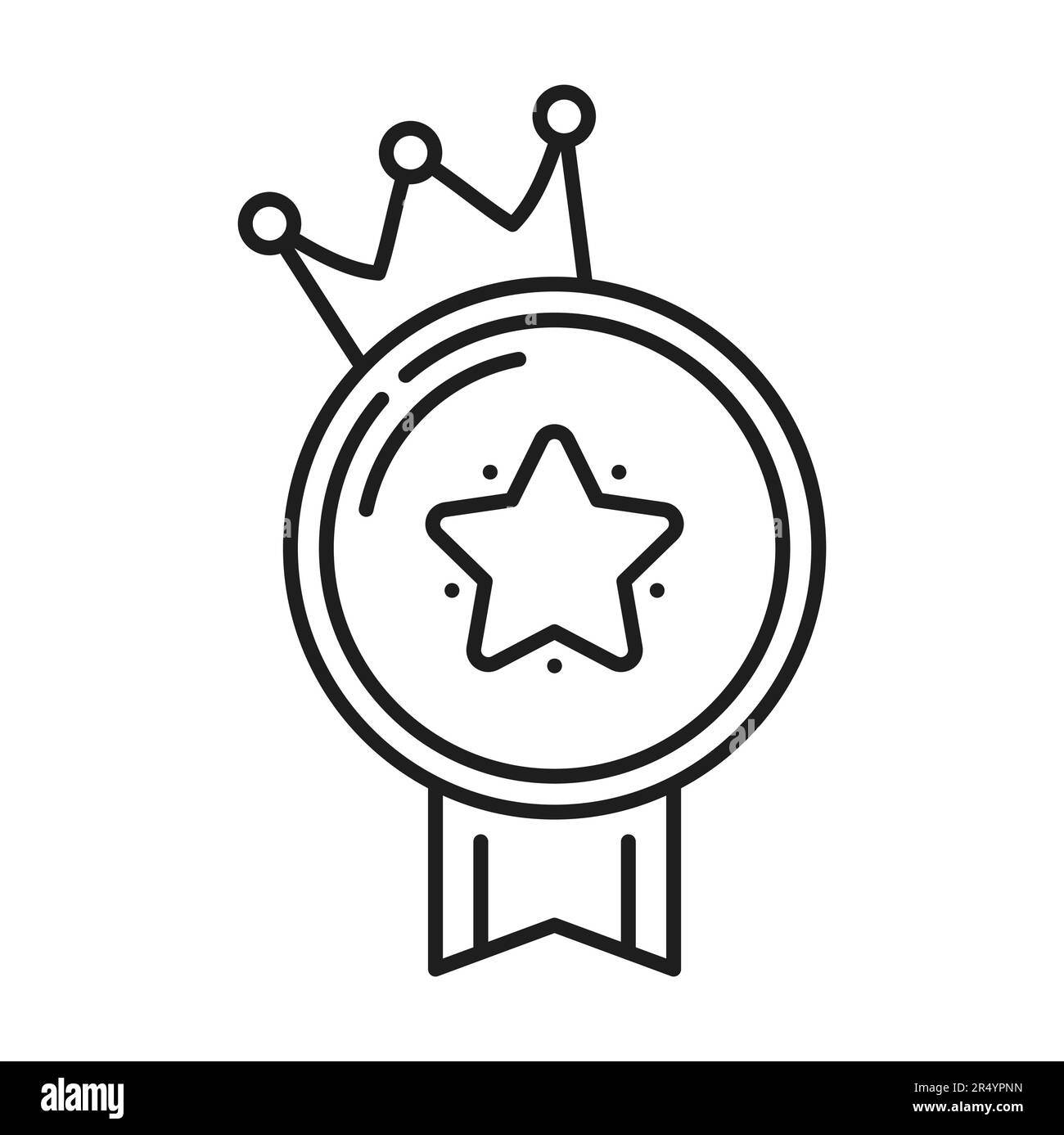 Winner medal topped by crown sign, ranking star outline icon. Vector ...