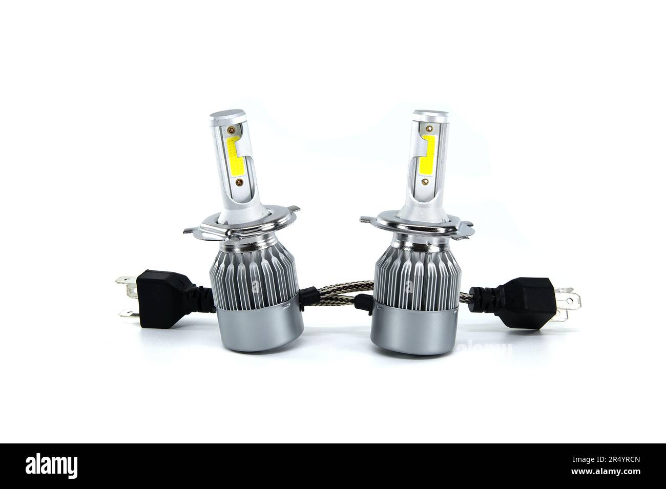 Vehicles H4 LED headlight bulbs isolated on white background, vehicles ...