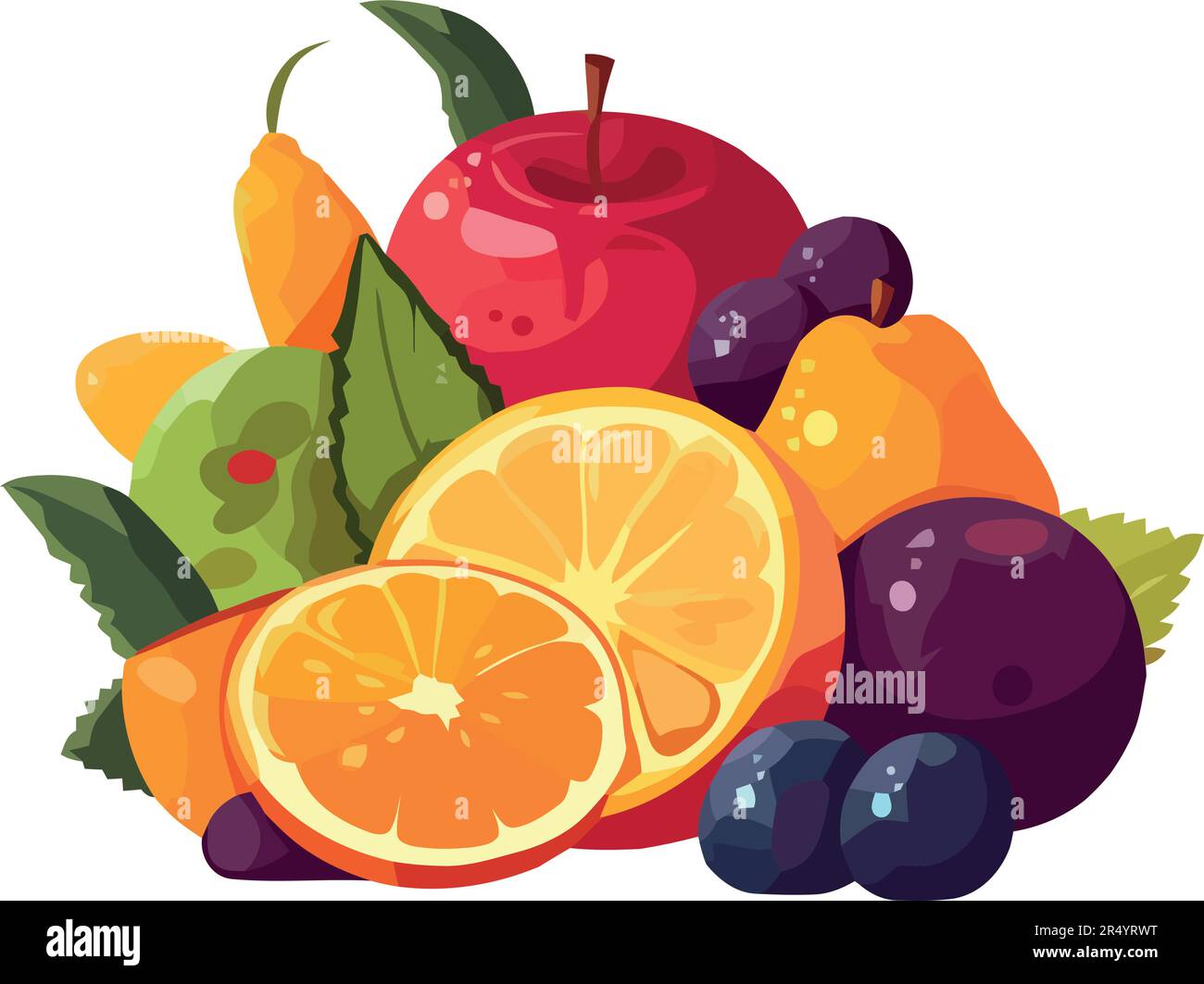 tropical fresh fruits and leaf Stock Vector Image & Art - Alamy