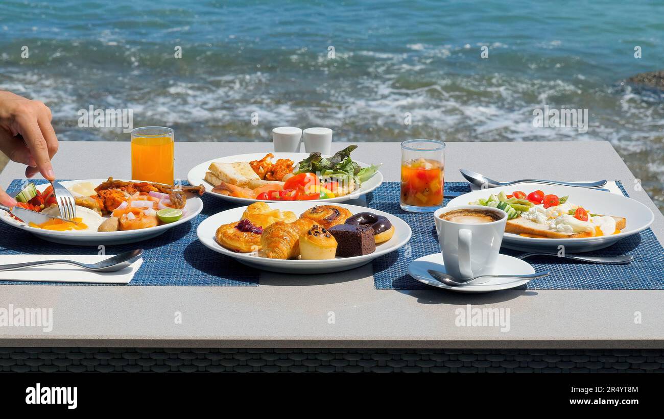 Delicious buffet breakfast served with a variety of food Stock Photo ...