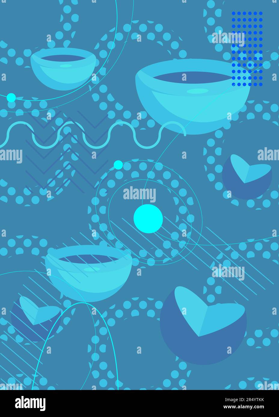 Abstract random blue colored shapes template for cover design. Retro ...